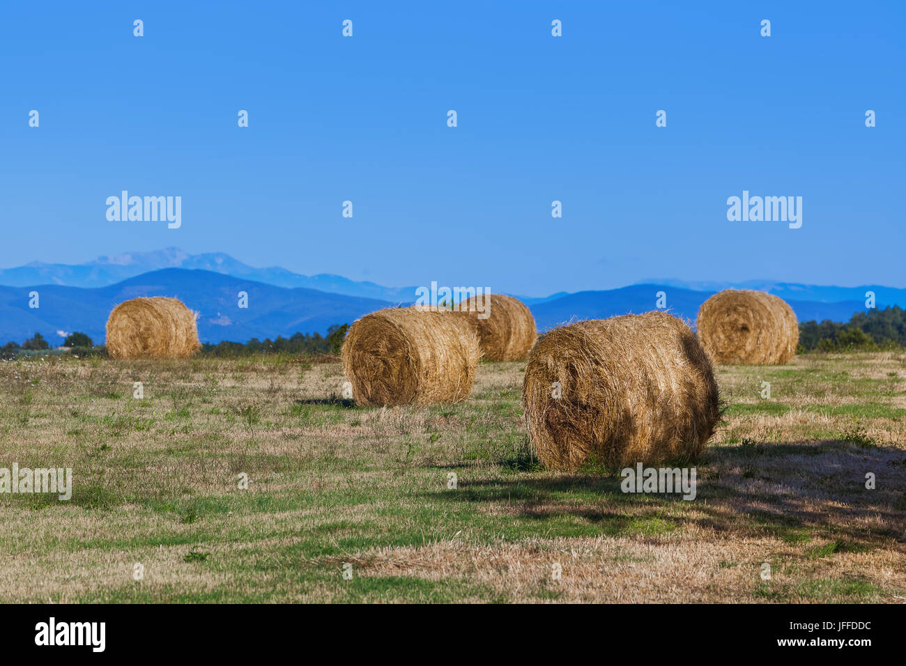 Hay bale on country road hi-res stock photography and images - Alamy
