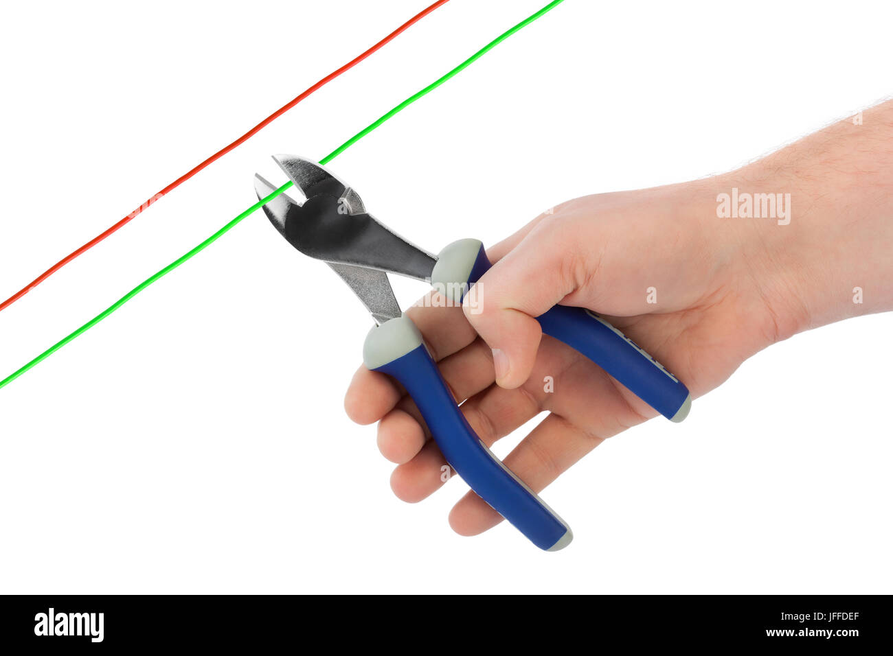 Hand with pliers and cable Stock Photo - Alamy