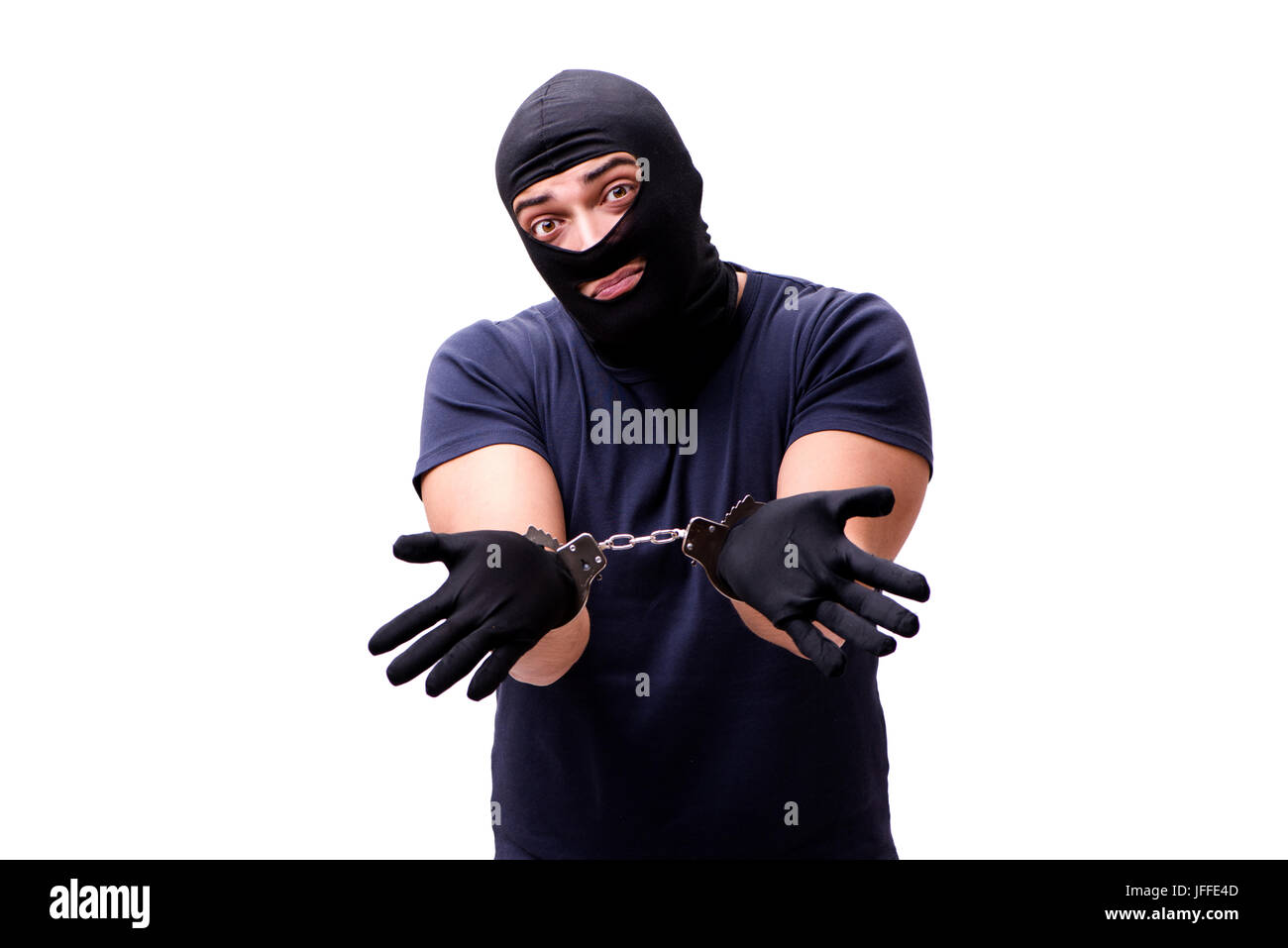 Robber wearing balaclava isolated on white Stock Photo - Alamy