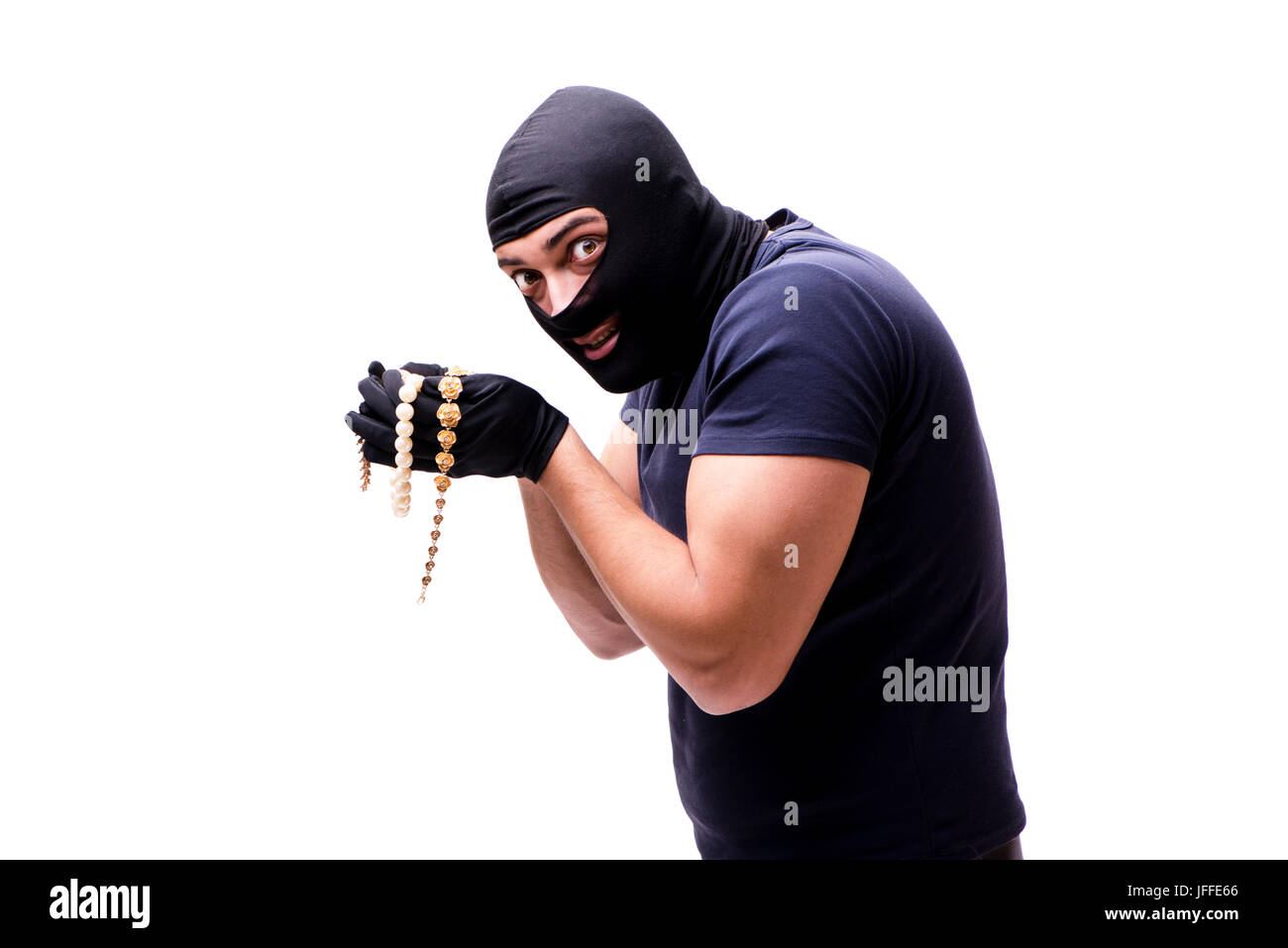 Robber wearing balaclava isolated on white Stock Photo - Alamy