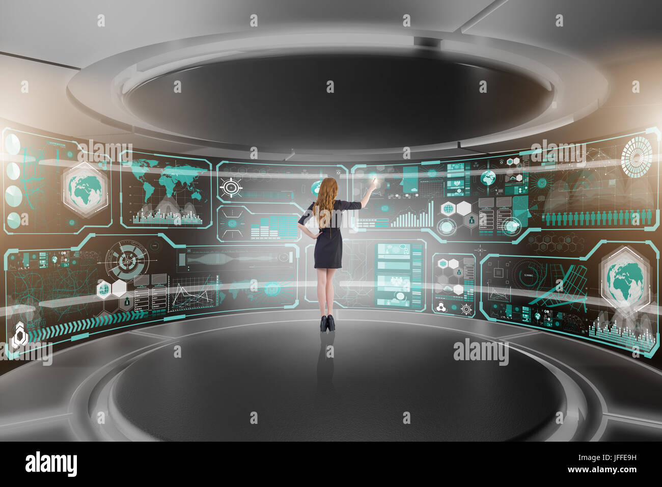 Businessman in big data management concept Stock Photo - Alamy
