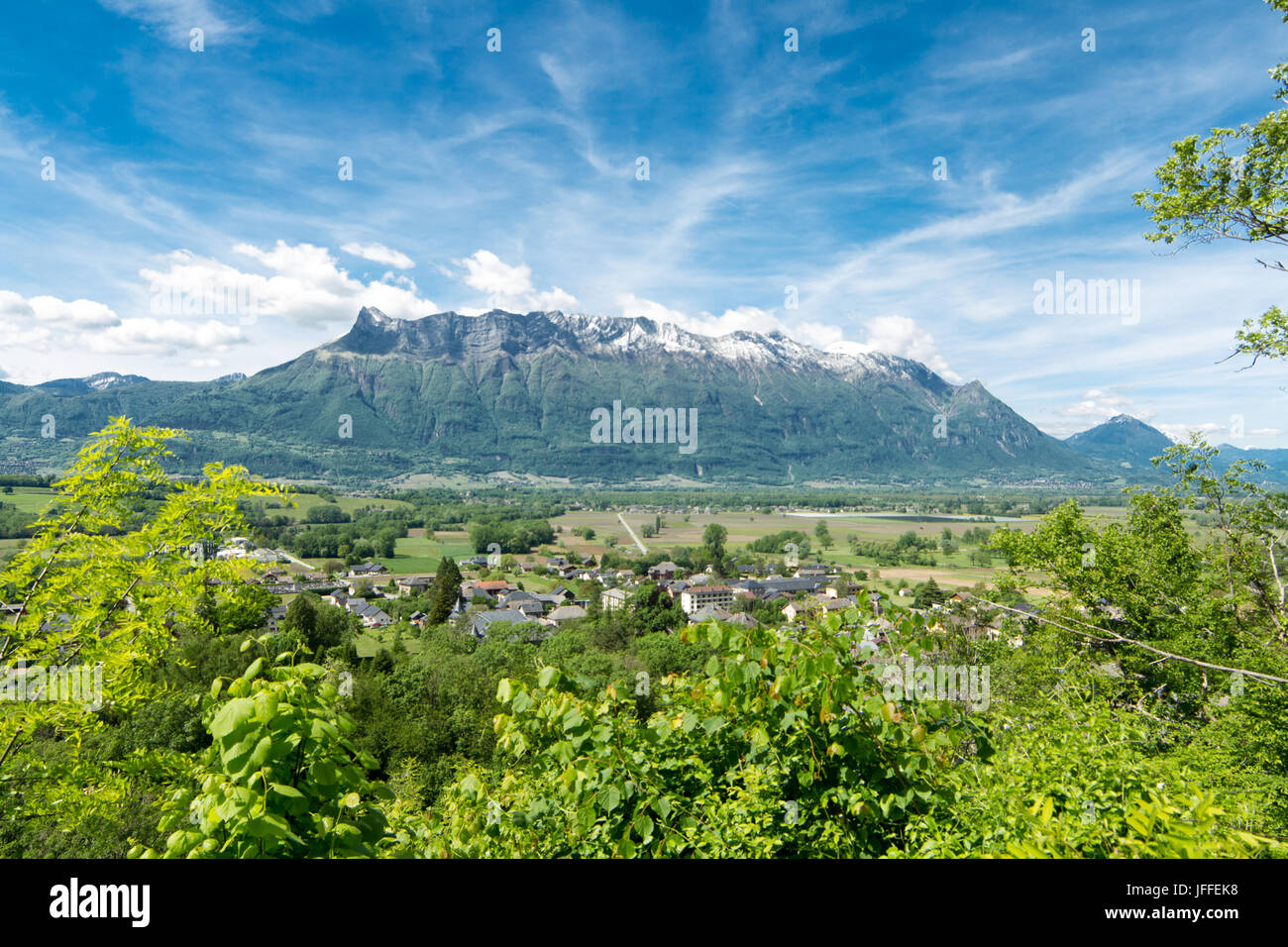 Frontal view of French Alps, blue sky Stock Photo - Alamy