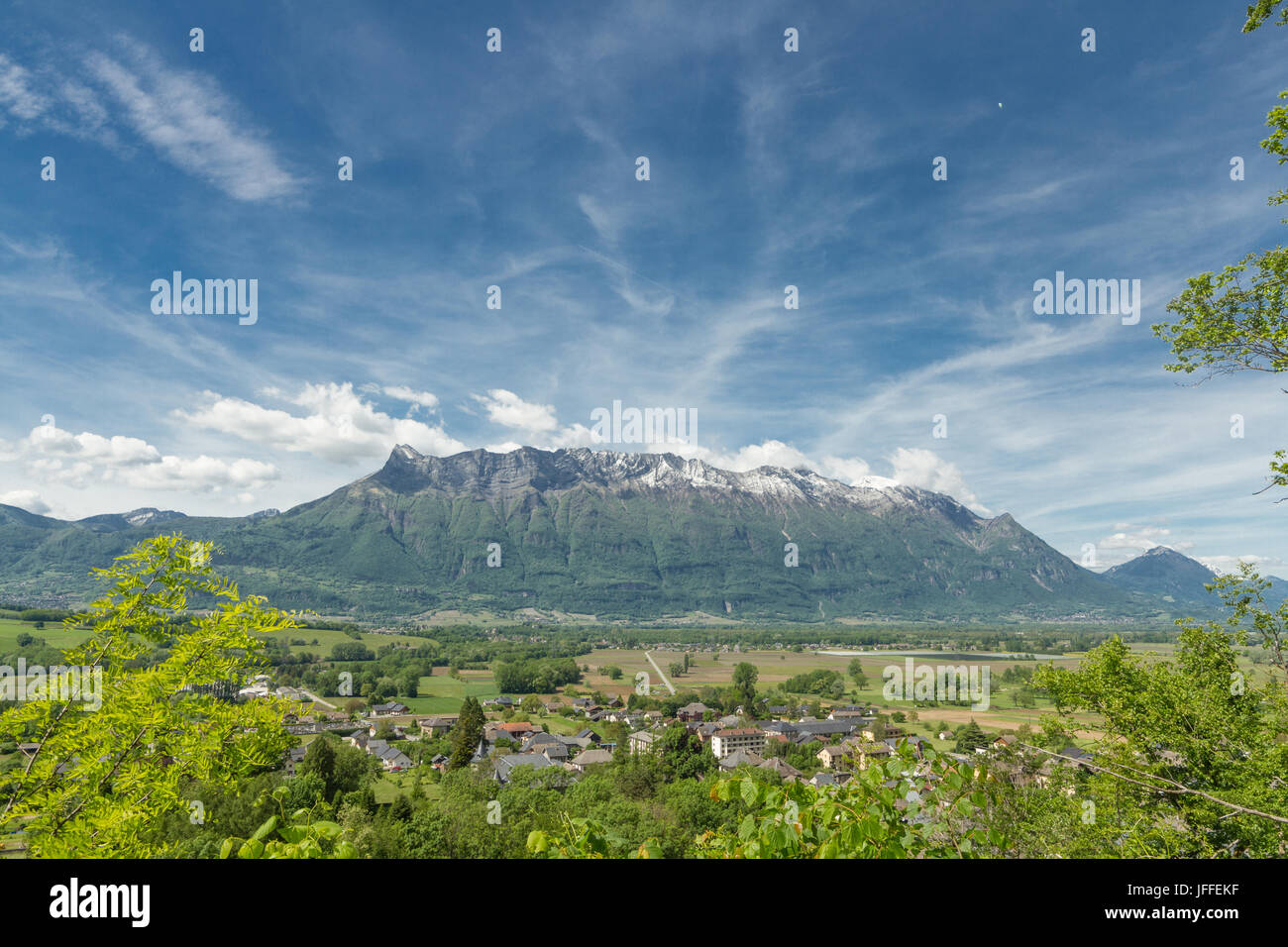 Frontal view of French Alps, blue sky Stock Photo - Alamy
