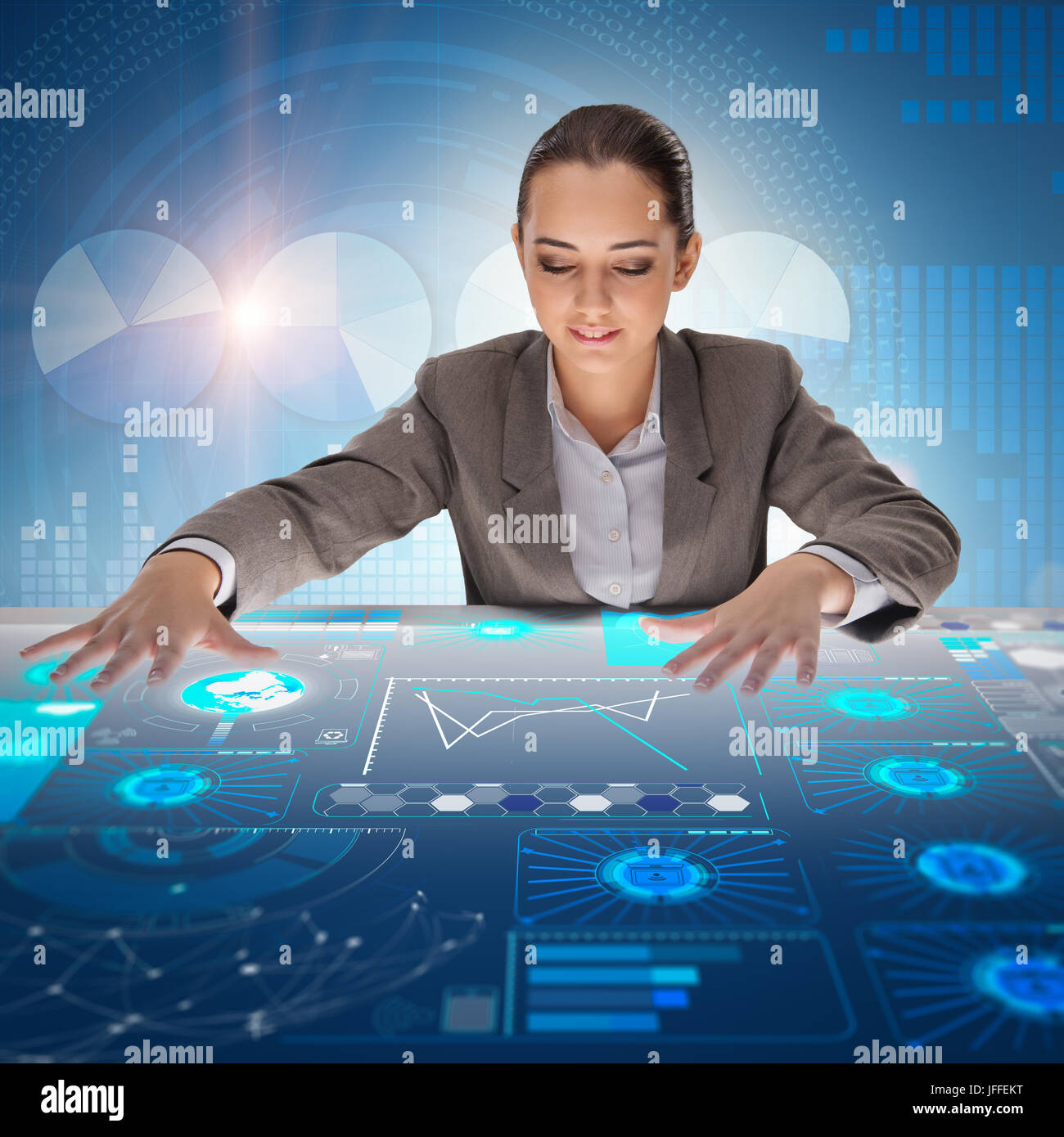 Woman in futuristic data hi-res stock photography and images - Alamy