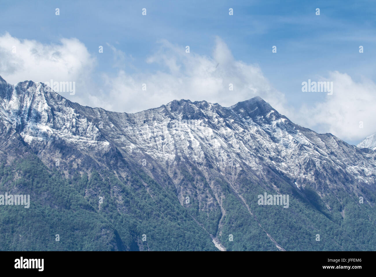 Frontal view of French Alps, blue sky Stock Photo - Alamy