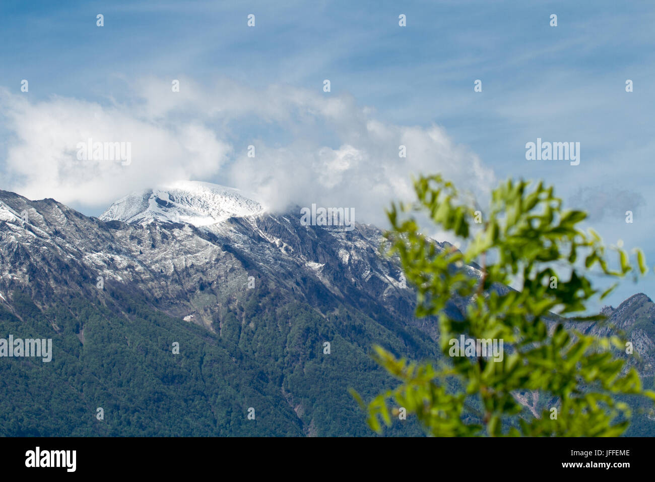 Frontal view of French Alps, blue sky Stock Photo - Alamy