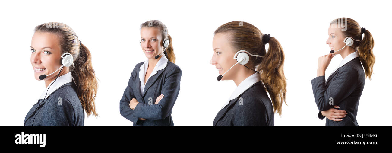 Call center assistant responding to calls Stock Photo - Alamy