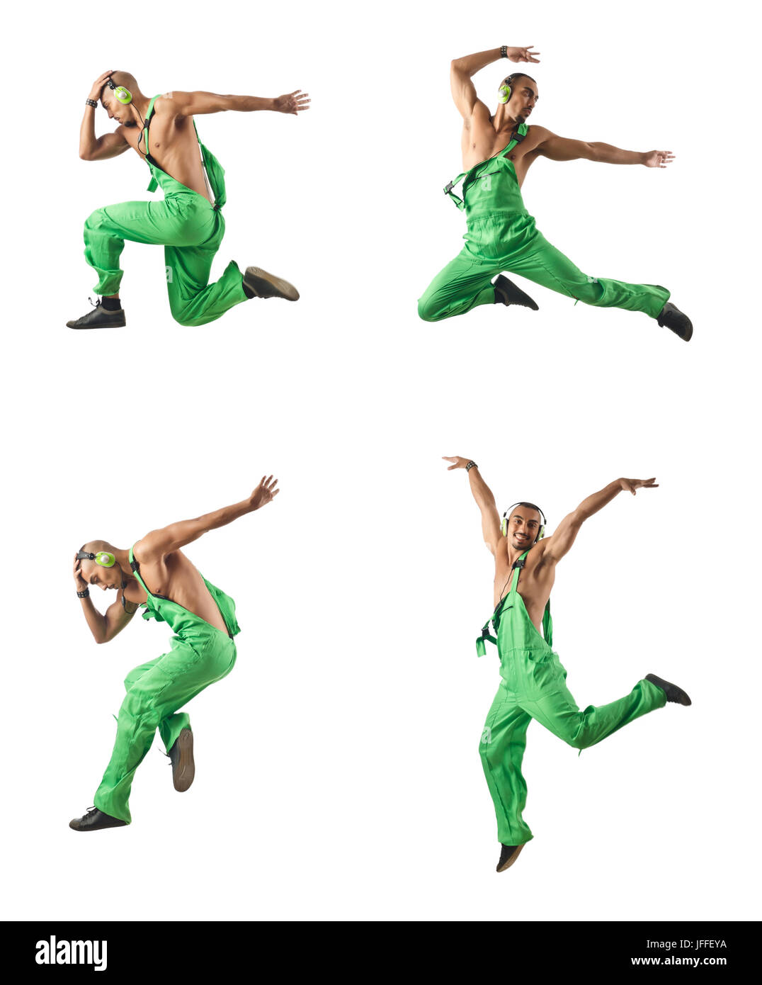 Construction worker jumping and dancing Stock Photo - Alamy