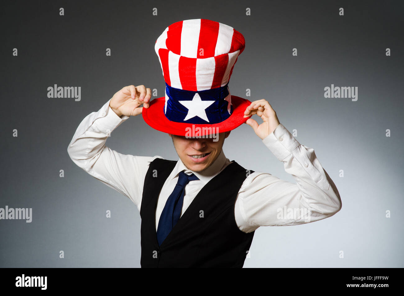 Angry man american hat hi-res stock photography and images - Alamy