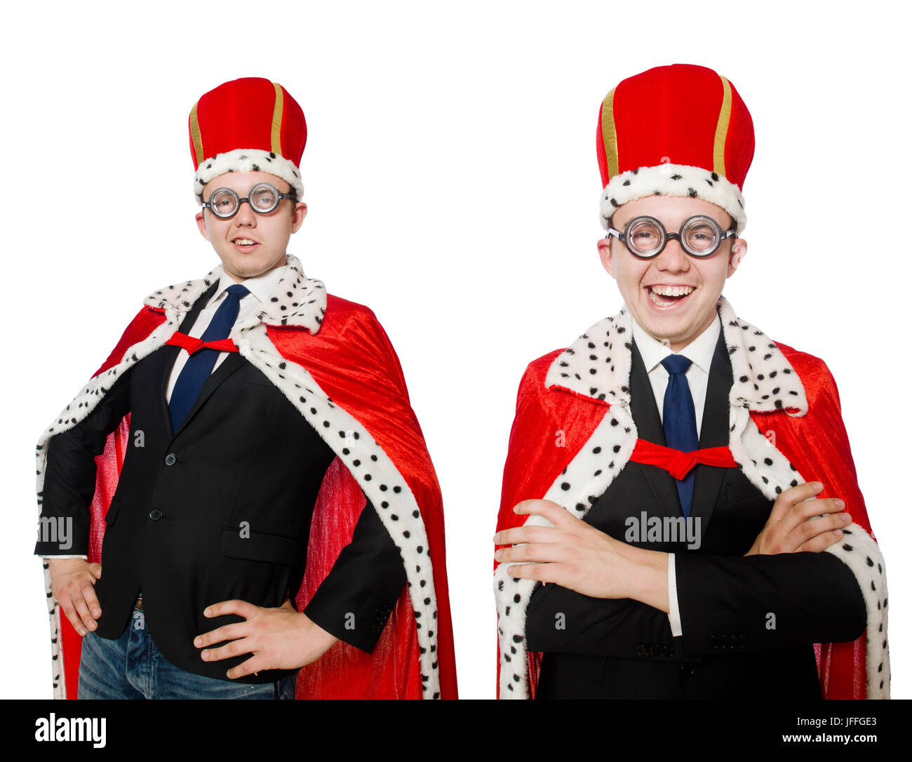 Businessman with crown isolated on white Stock Photo - Alamy