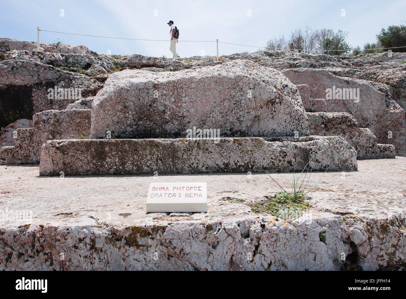 Greek ruins at the Pnyx Hill, Filopppou Hill Park, Athens (Greece Stock ...