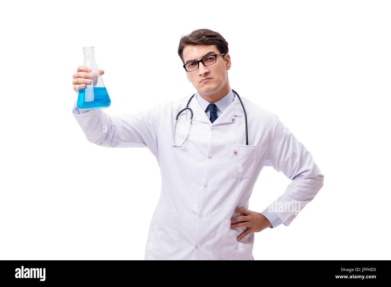 Lab scientist isolated on white background Stock Photo - Alamy