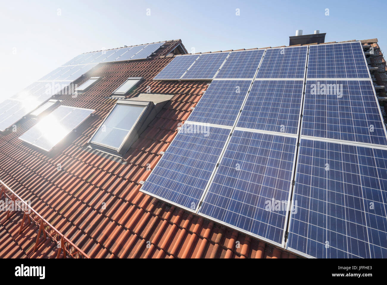 House roof with solar panels Stock Photo - Alamy