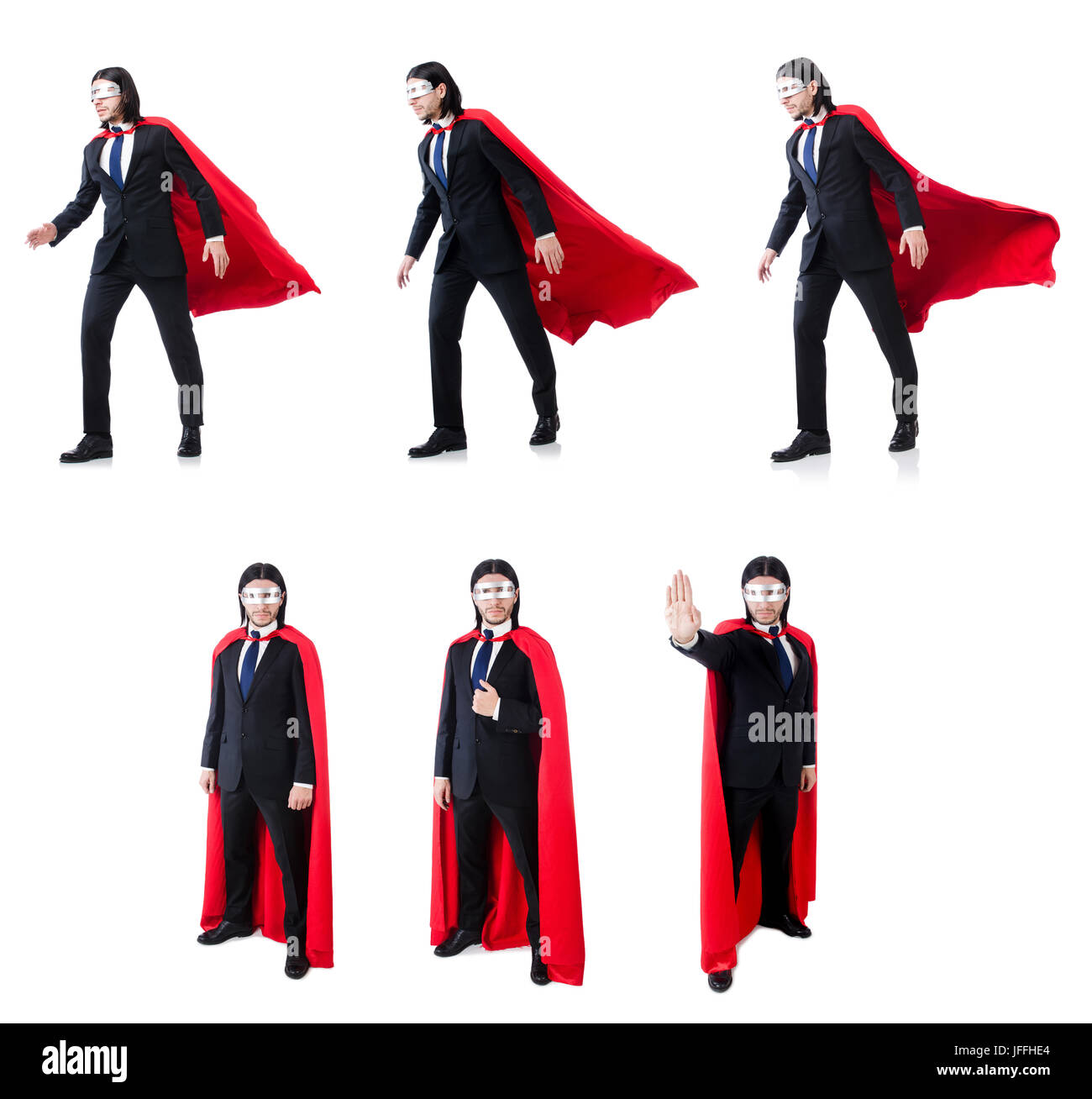 Man in red cover isolated on white Stock Photo - Alamy