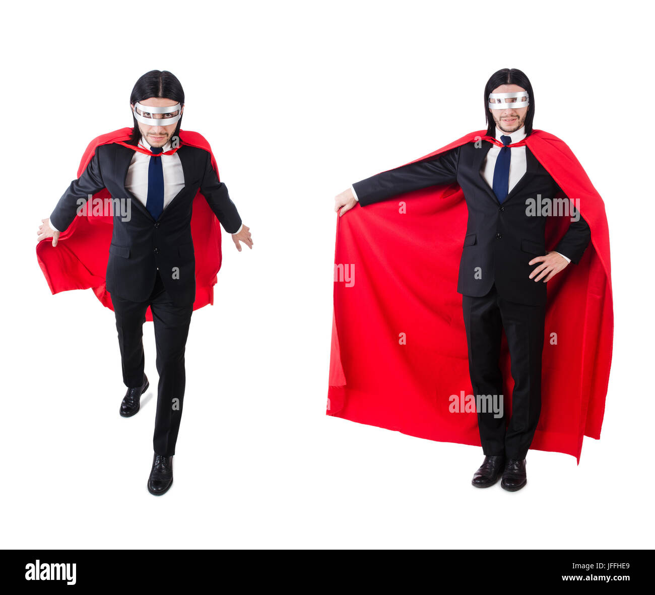 Man in red cover isolated on white Stock Photo - Alamy
