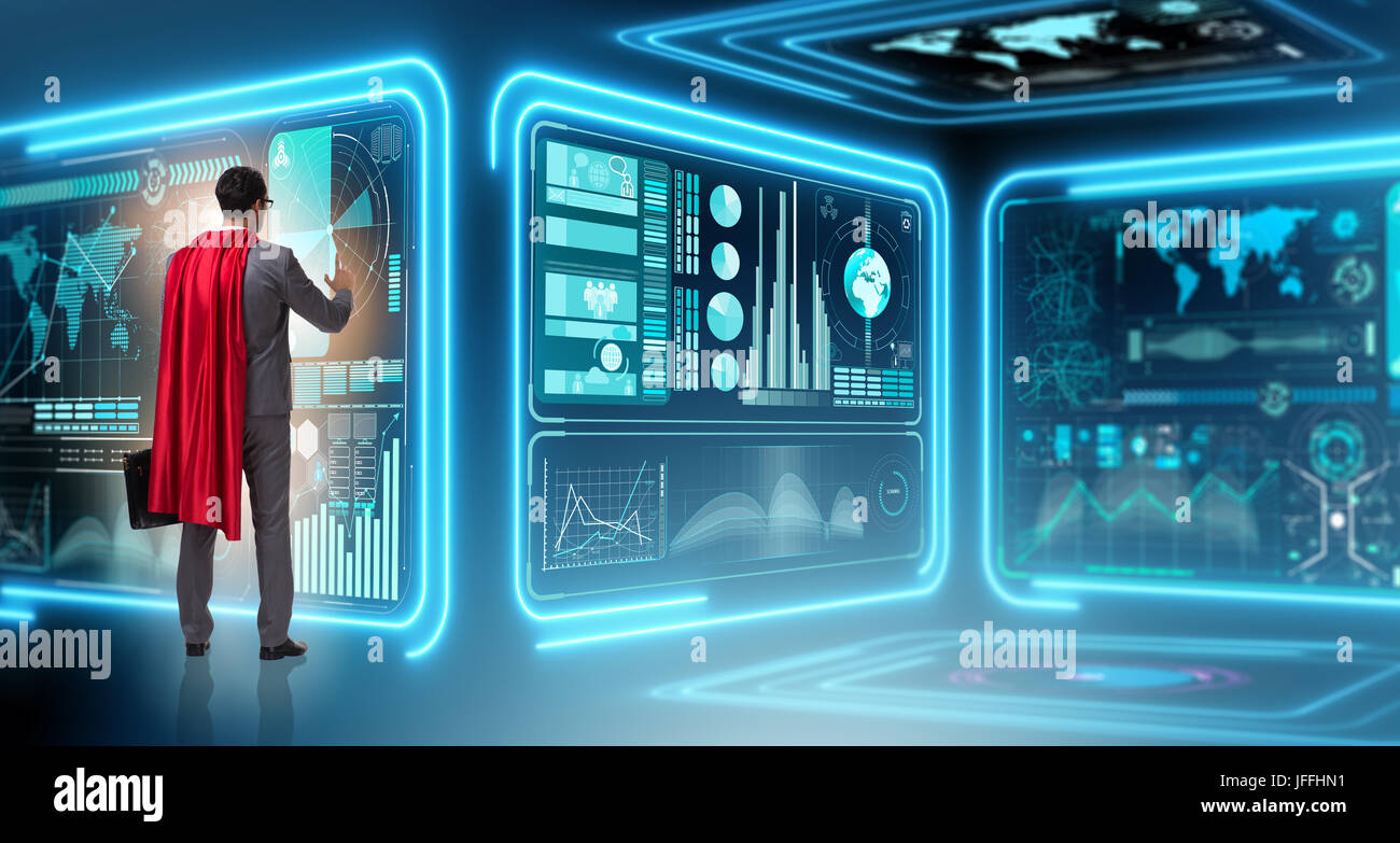 Superhero in data management concept Stock Photo - Alamy