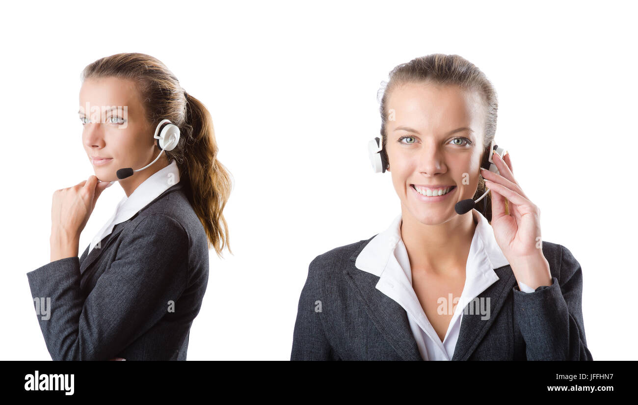 Call center assistant responding to calls Stock Photo - Alamy