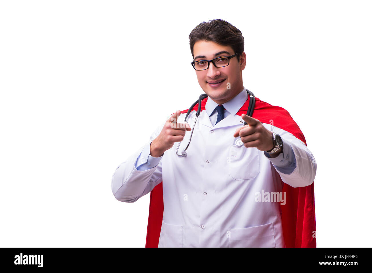 Super hero doctor isolated on white Stock Photo - Alamy