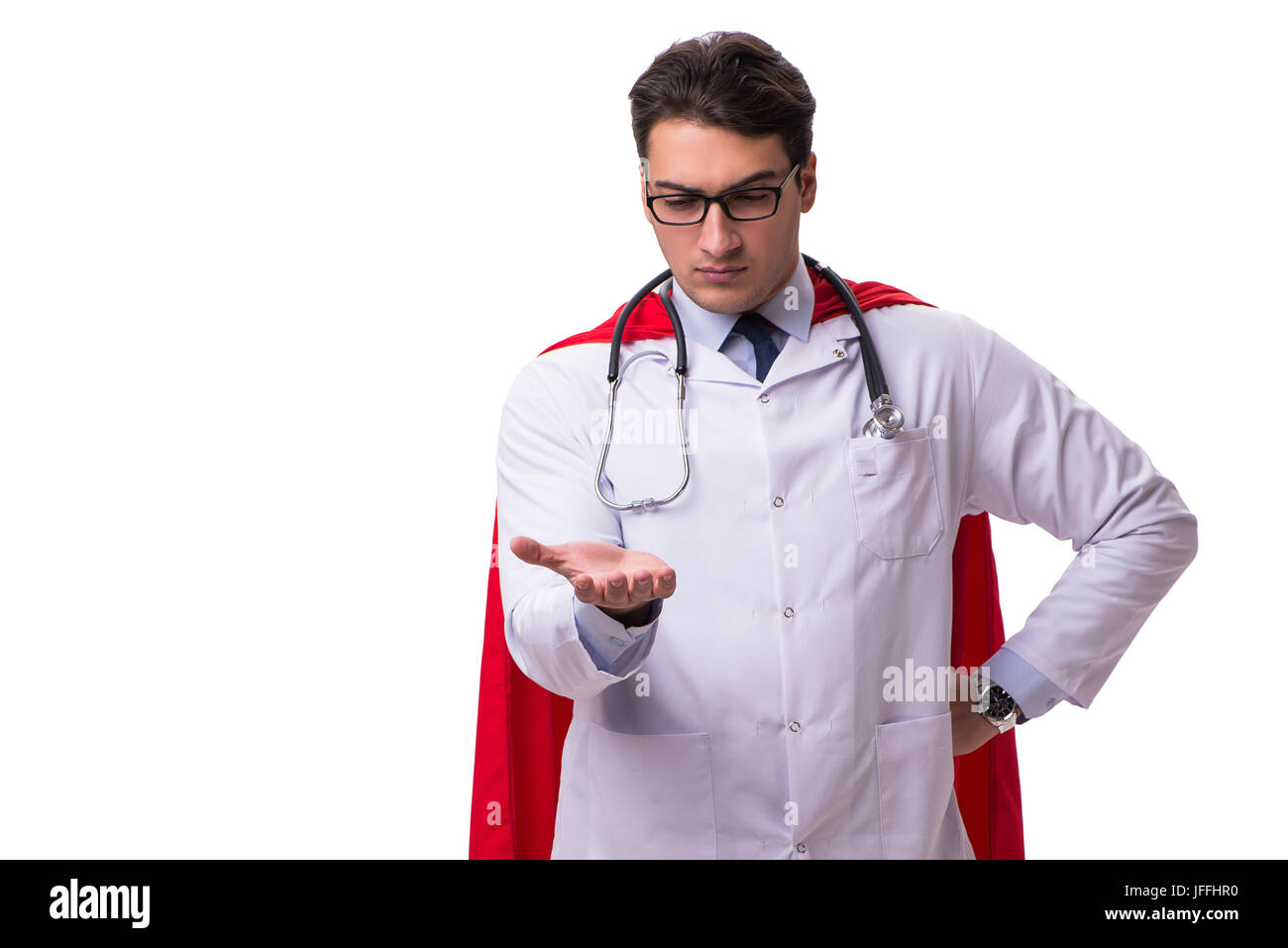 Super hero doctor isolated on white Stock Photo - Alamy