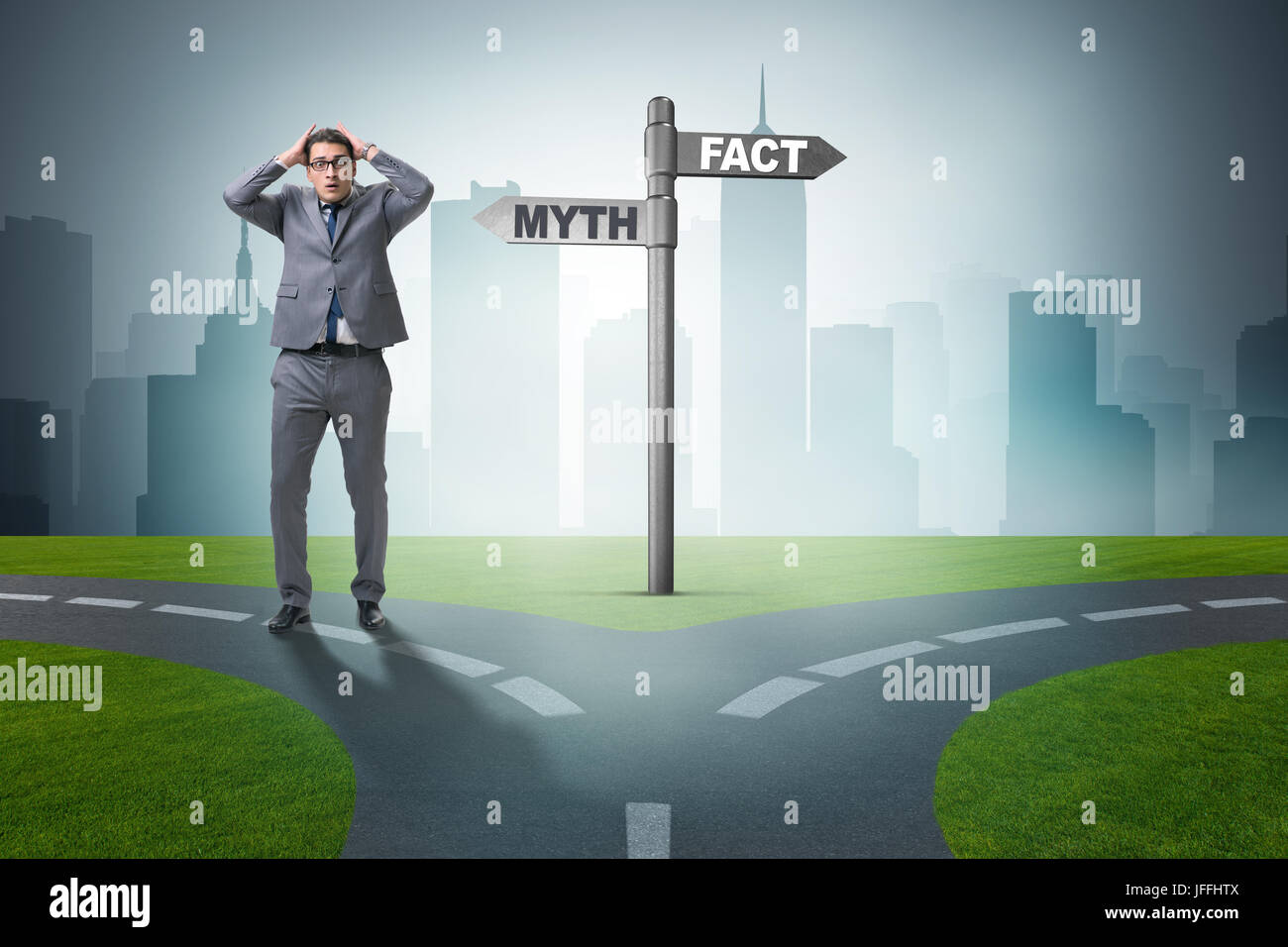 Businessman in difficult choice concept Stock Photo - Alamy