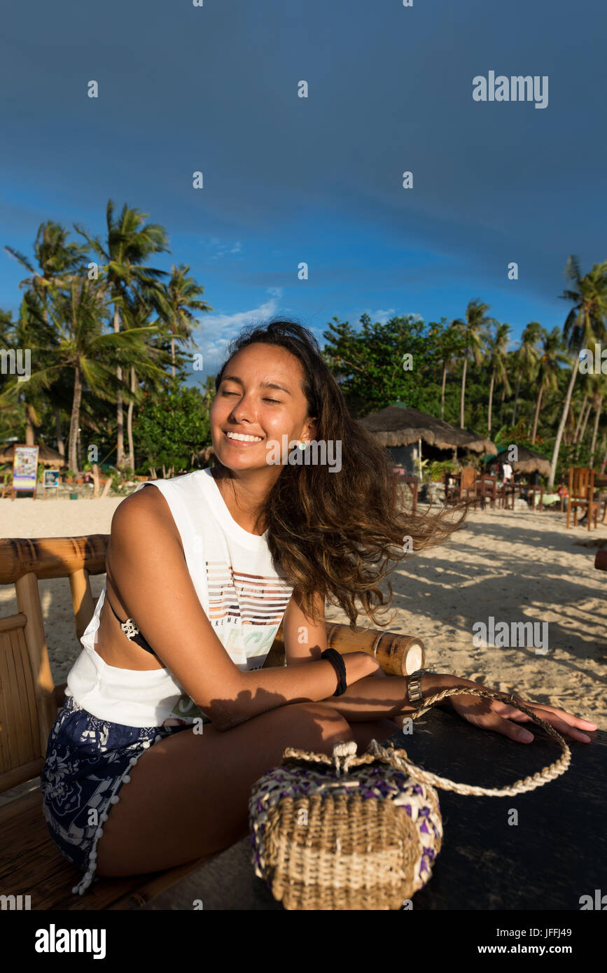 EL NIDO, PALAWAN, PHILIPPINES - MARCH 29, 2017: Half brazillian and ...