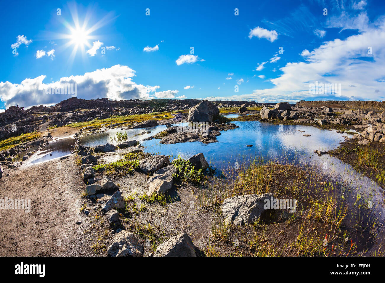 Small puddle and huge stones Stock Photo - Alamy