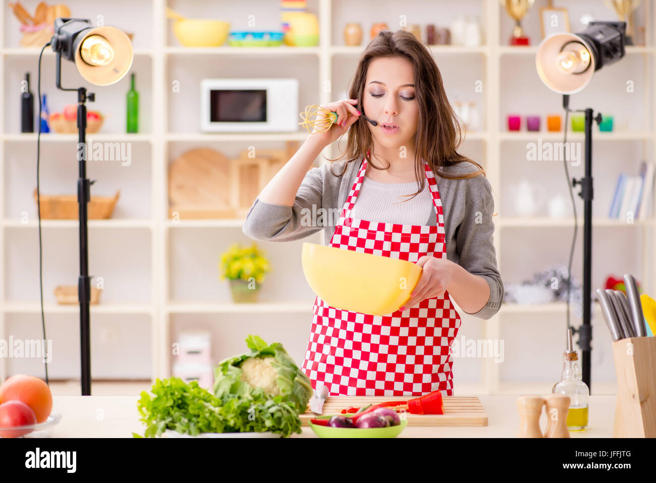 Food cooking tv show in the studio Stock Photo - Alamy