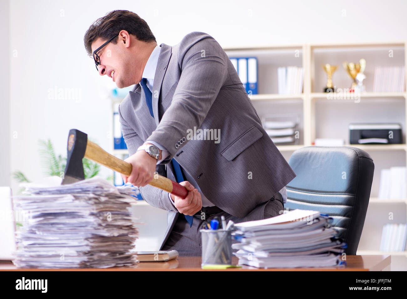 Angry aggressive businessman in the office Stock Photo - Alamy