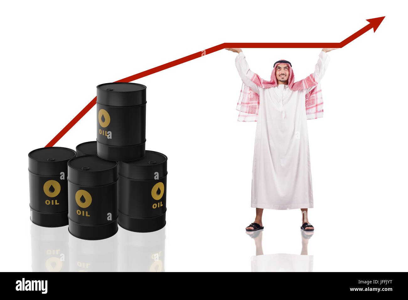 Arab businessman supporting oil price Stock Photo - Alamy