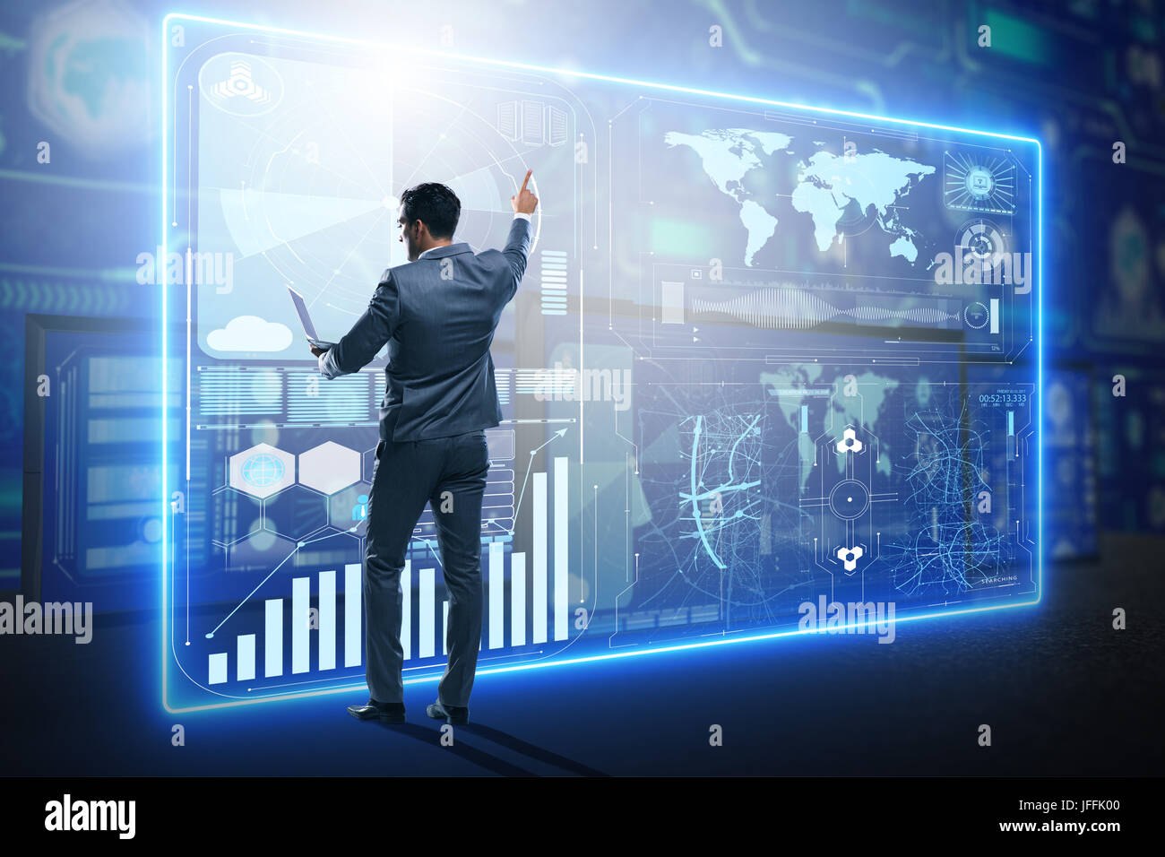 Businessman searching for big data Stock Photo - Alamy