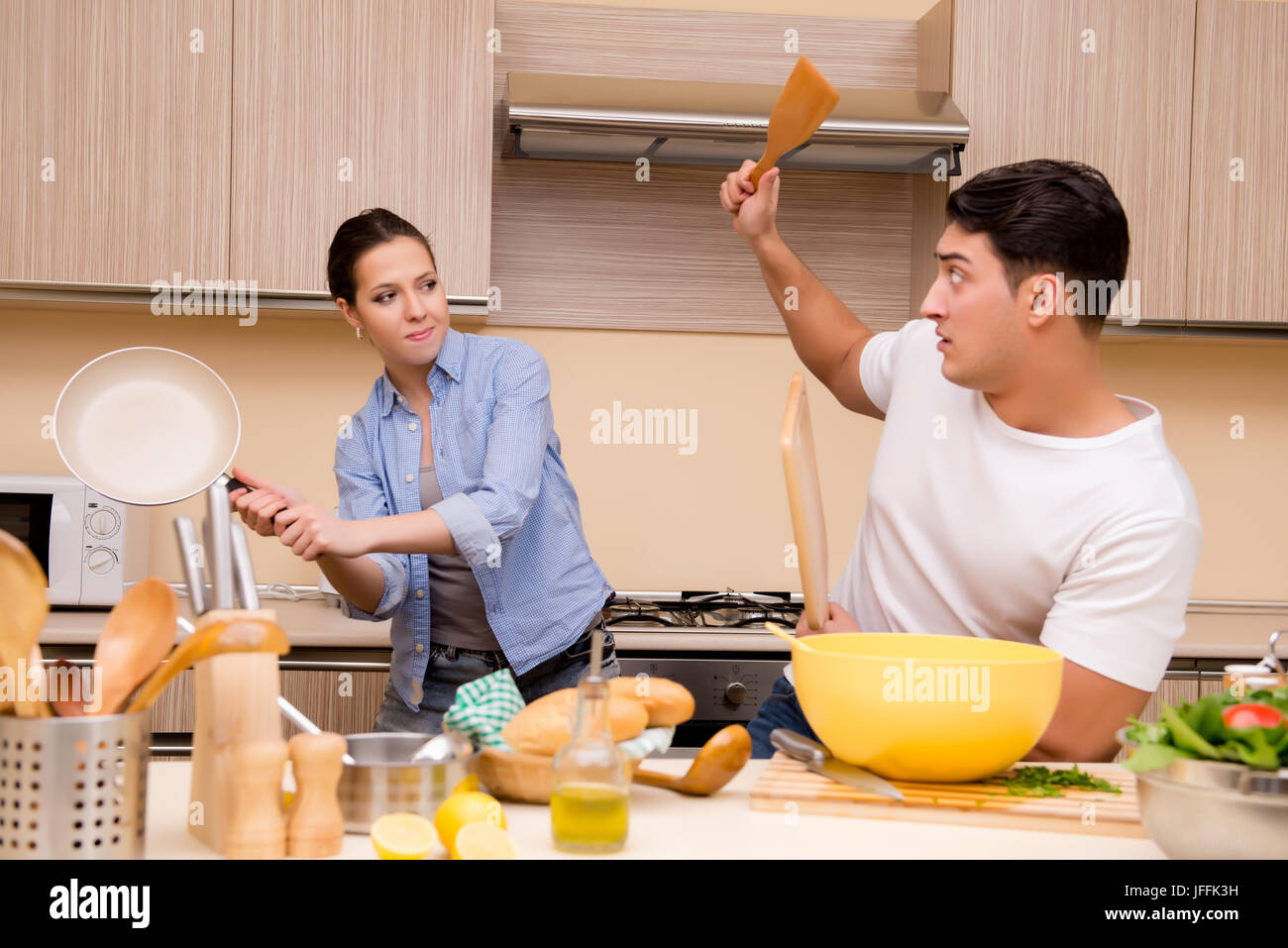 Family dinner food fight hi-res stock photography and images - Alamy