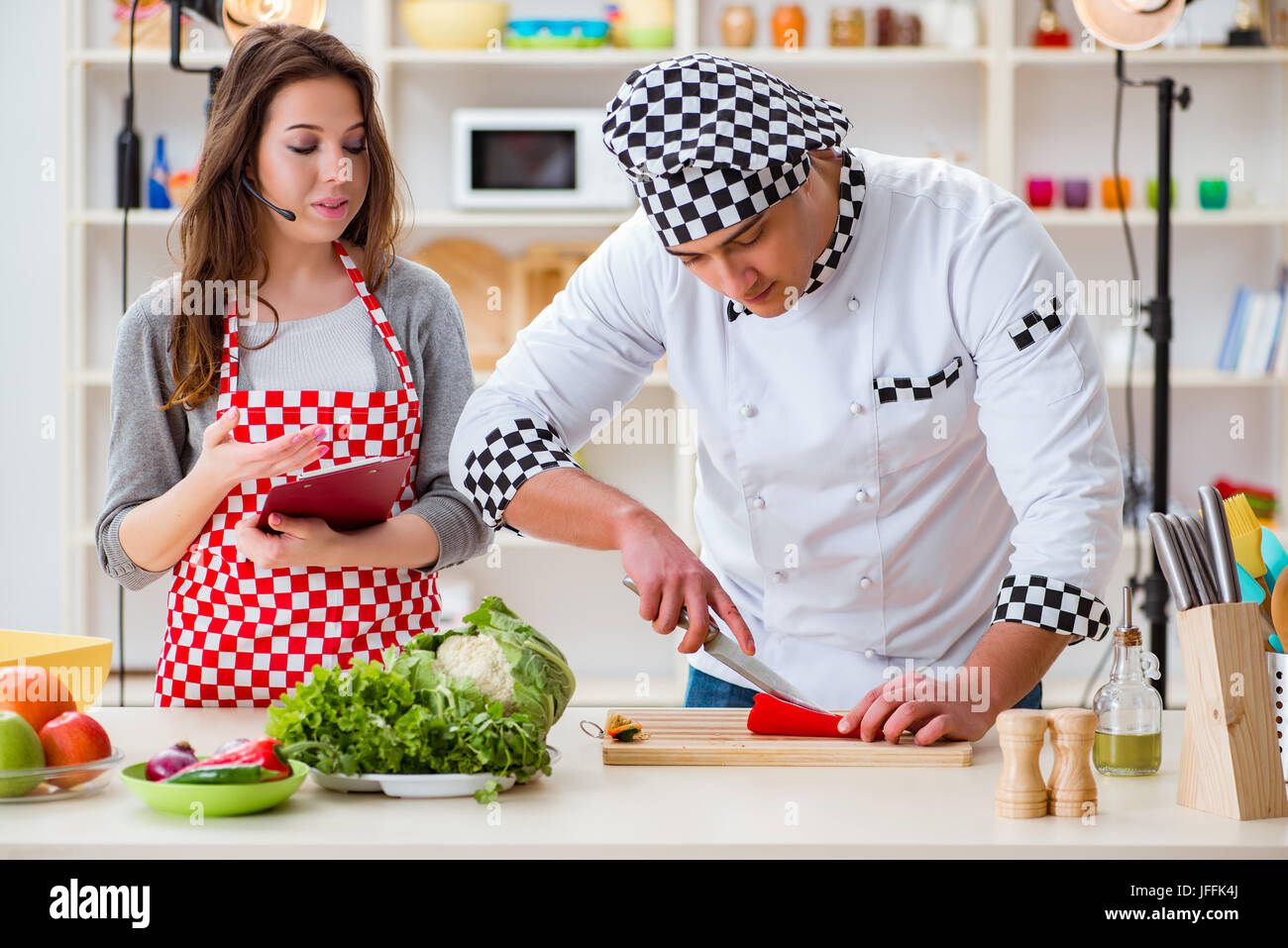Food cooking tv show in the studio Stock Photo - Alamy
