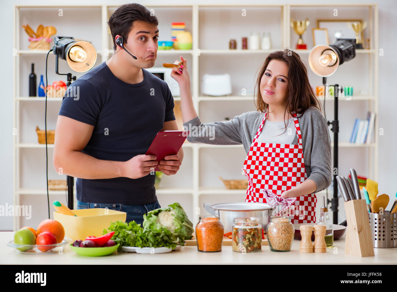 Food cooking tv show in the studio Stock Photo - Alamy