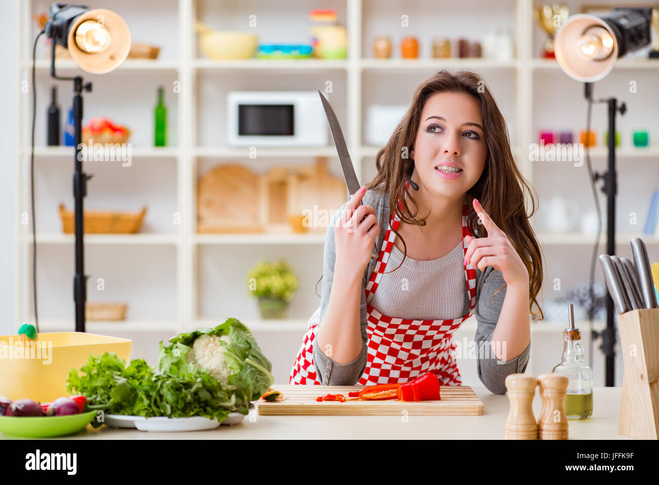Food cooking tv show in the studio Stock Photo - Alamy