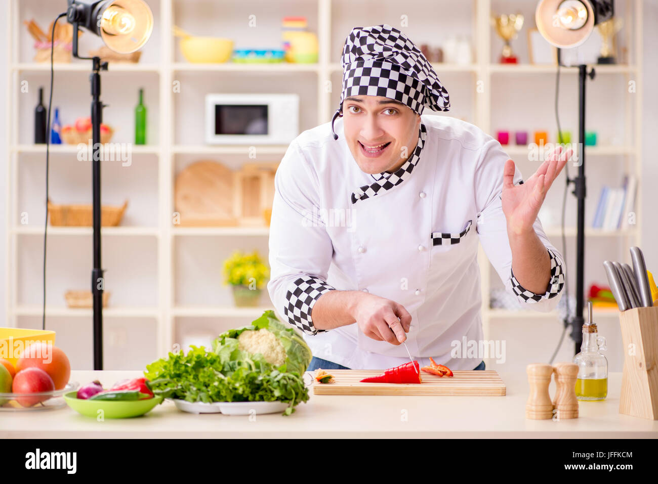 Food cooking tv show in the studio Stock Photo - Alamy