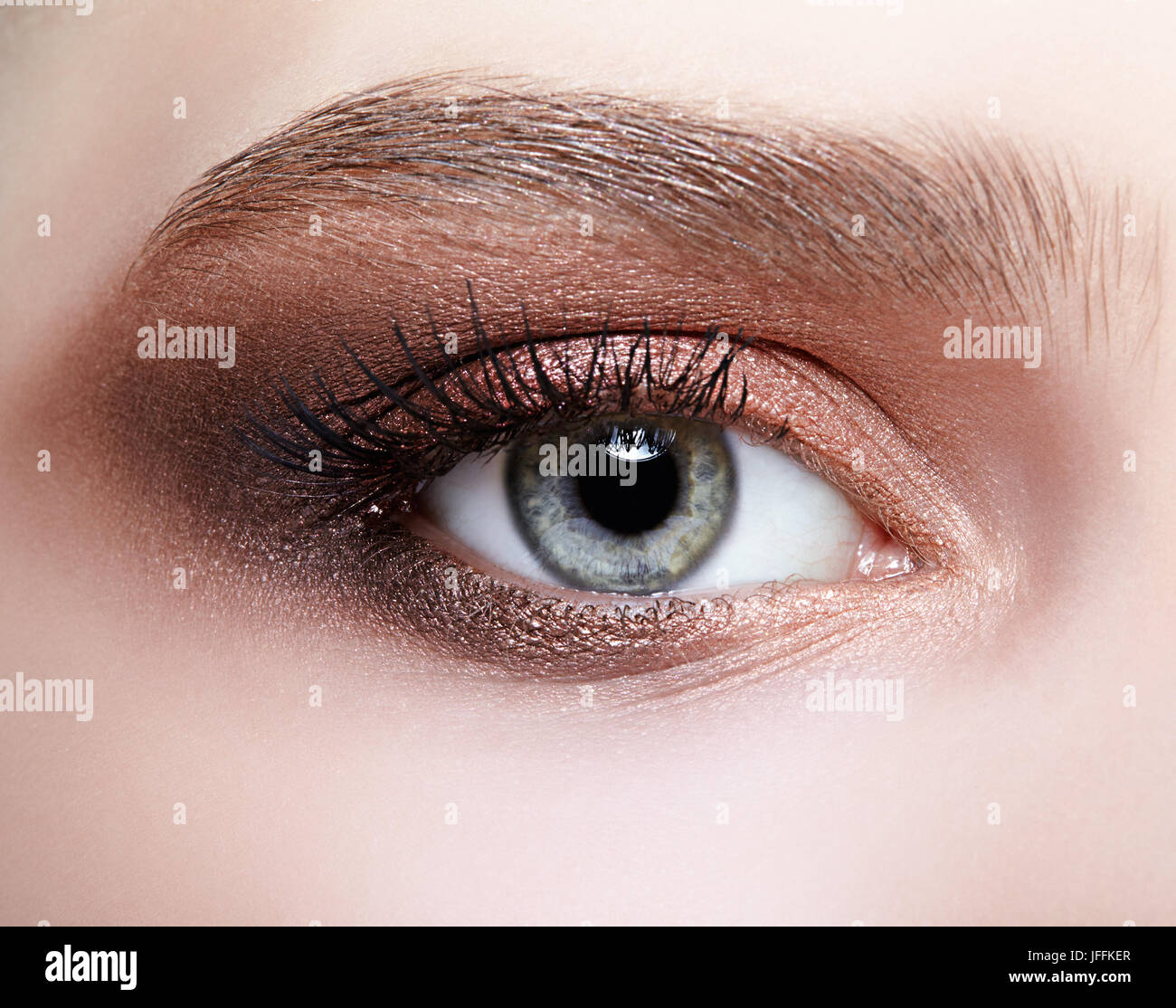 Female eye zone and brows with day makeup Stock Photo - Alamy
