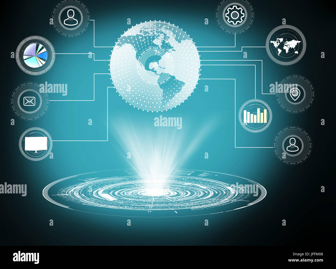 hologram screen with Digital datas Stock Photo - Alamy