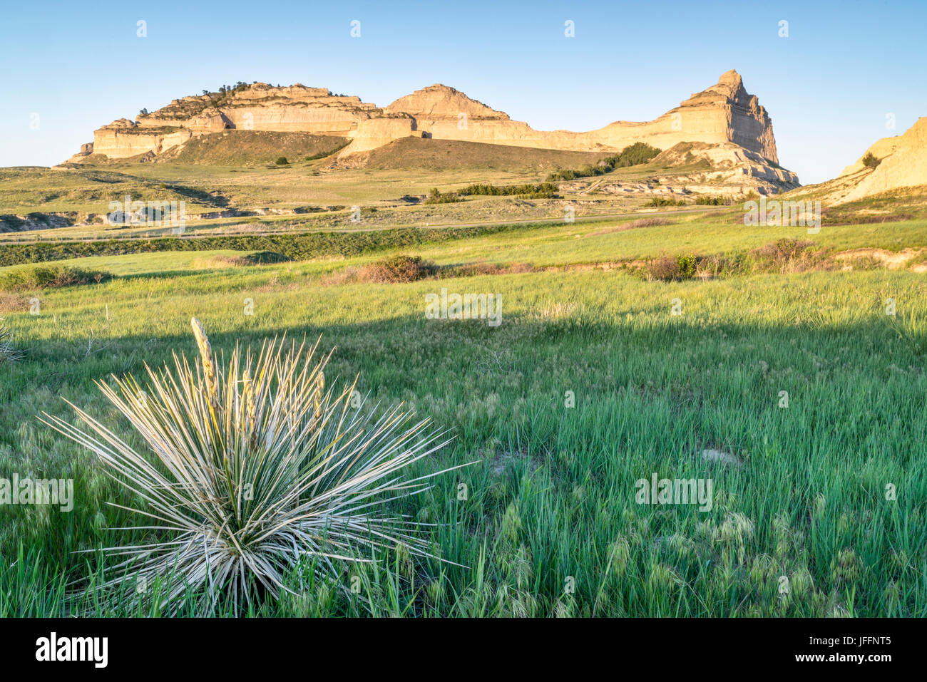 Scotts Bluff National Monument in Nebraska, spring scenery with sunset ...