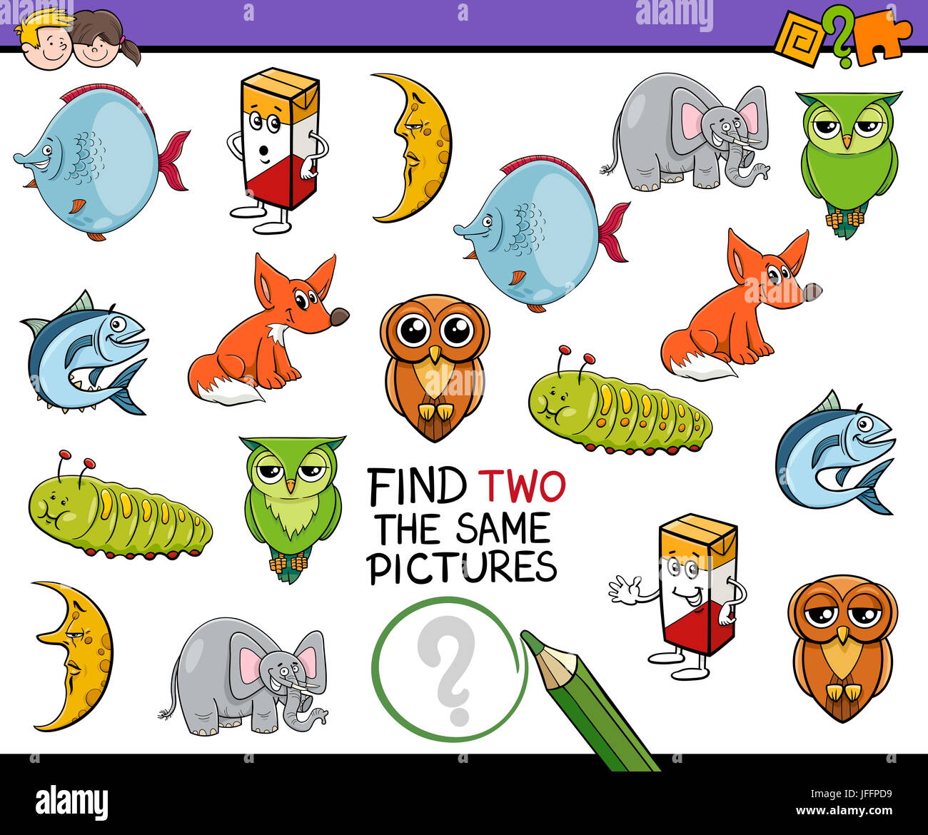 find identical pictures game Stock Photo - Alamy