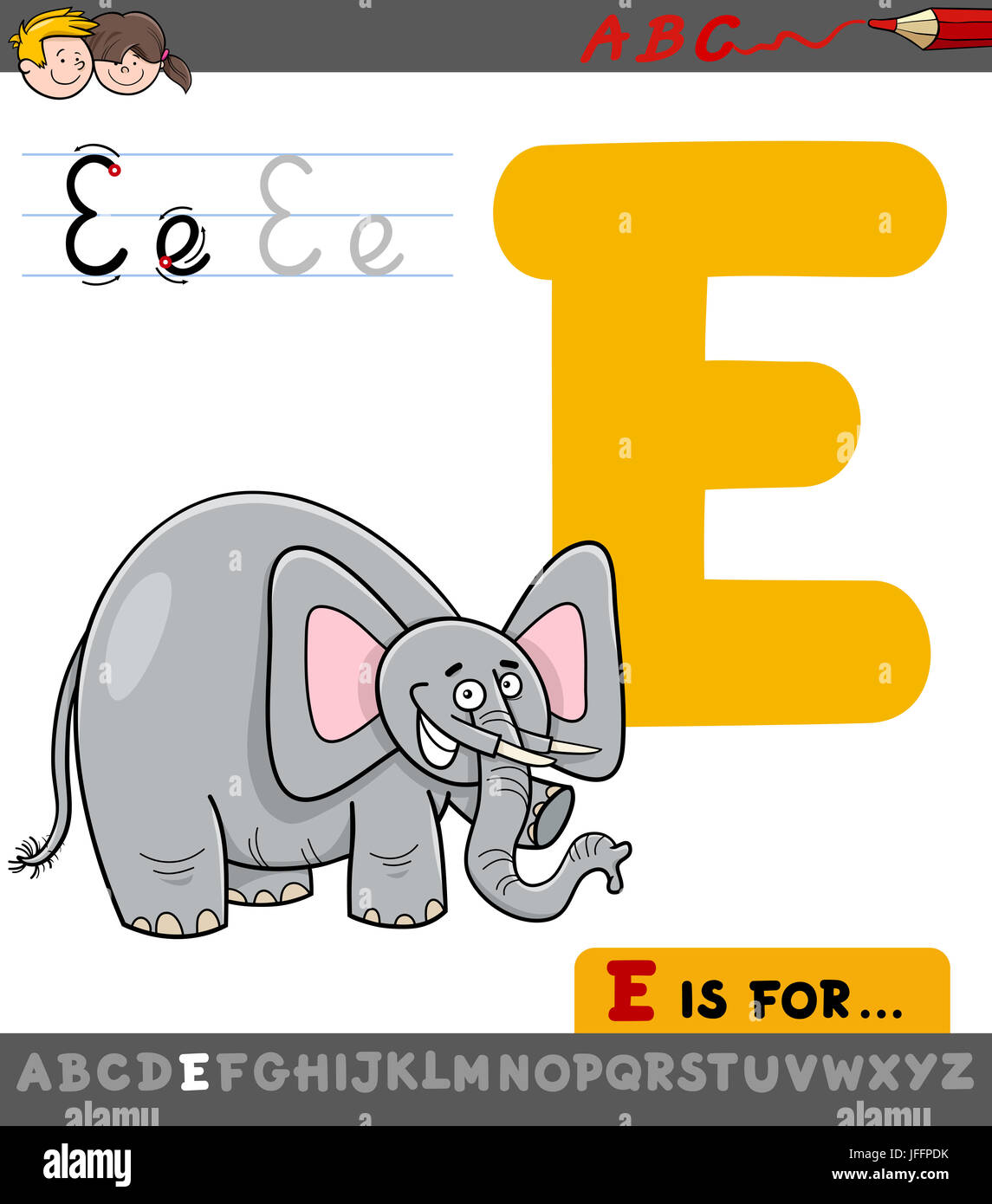 letter e with cartoon elephant Stock Photo - Alamy