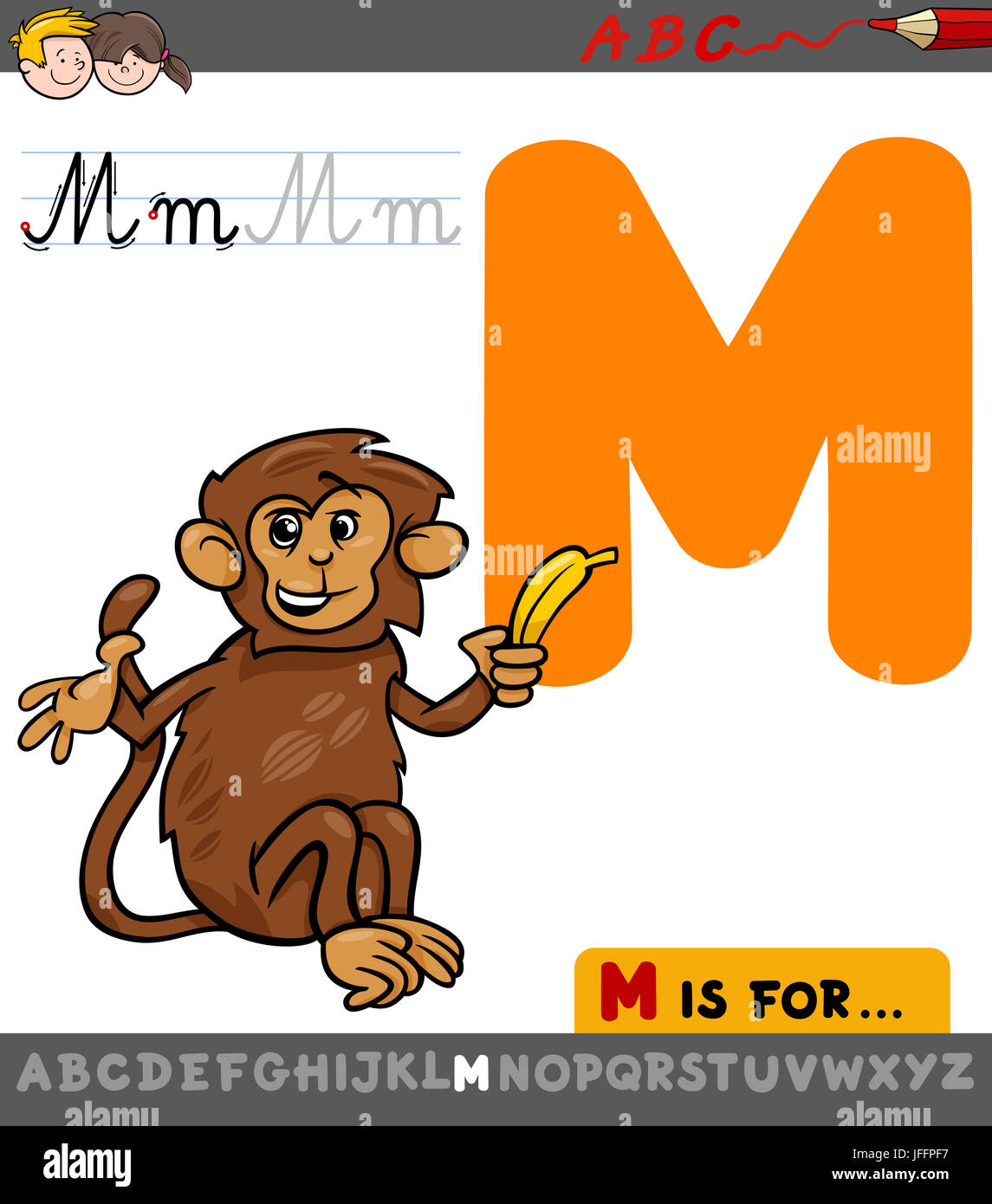 letter m with cartoon monkey Stock Photo - Alamy