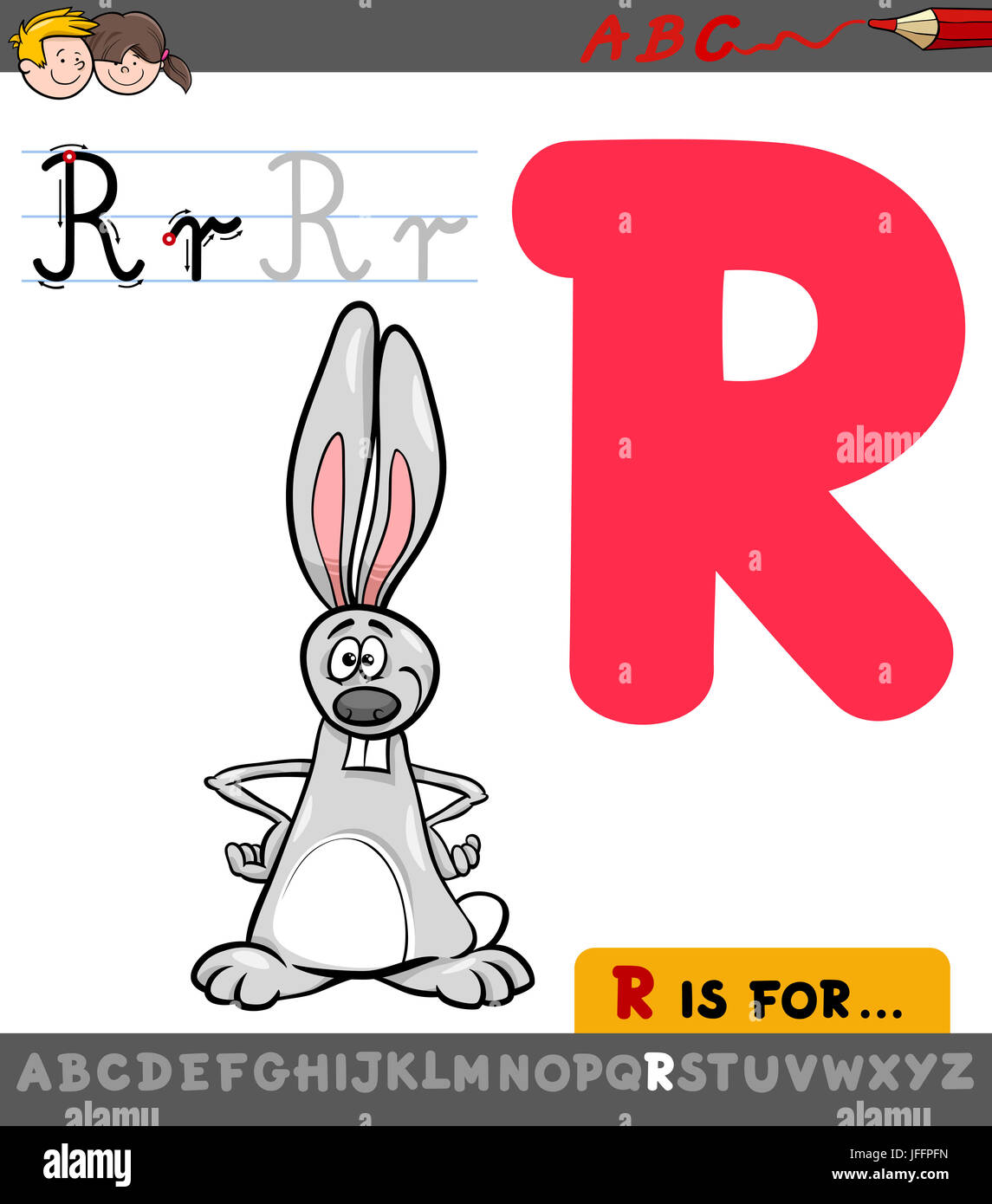 letter r with cartoon rabbit Stock Photo - Alamy