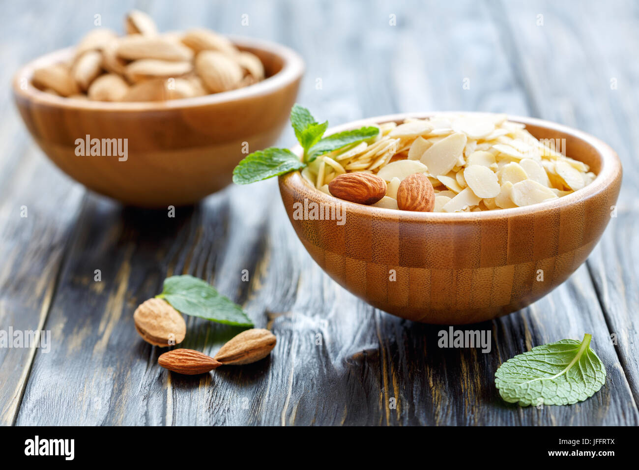 Almonds bowl flake hi-res stock photography and images - Alamy