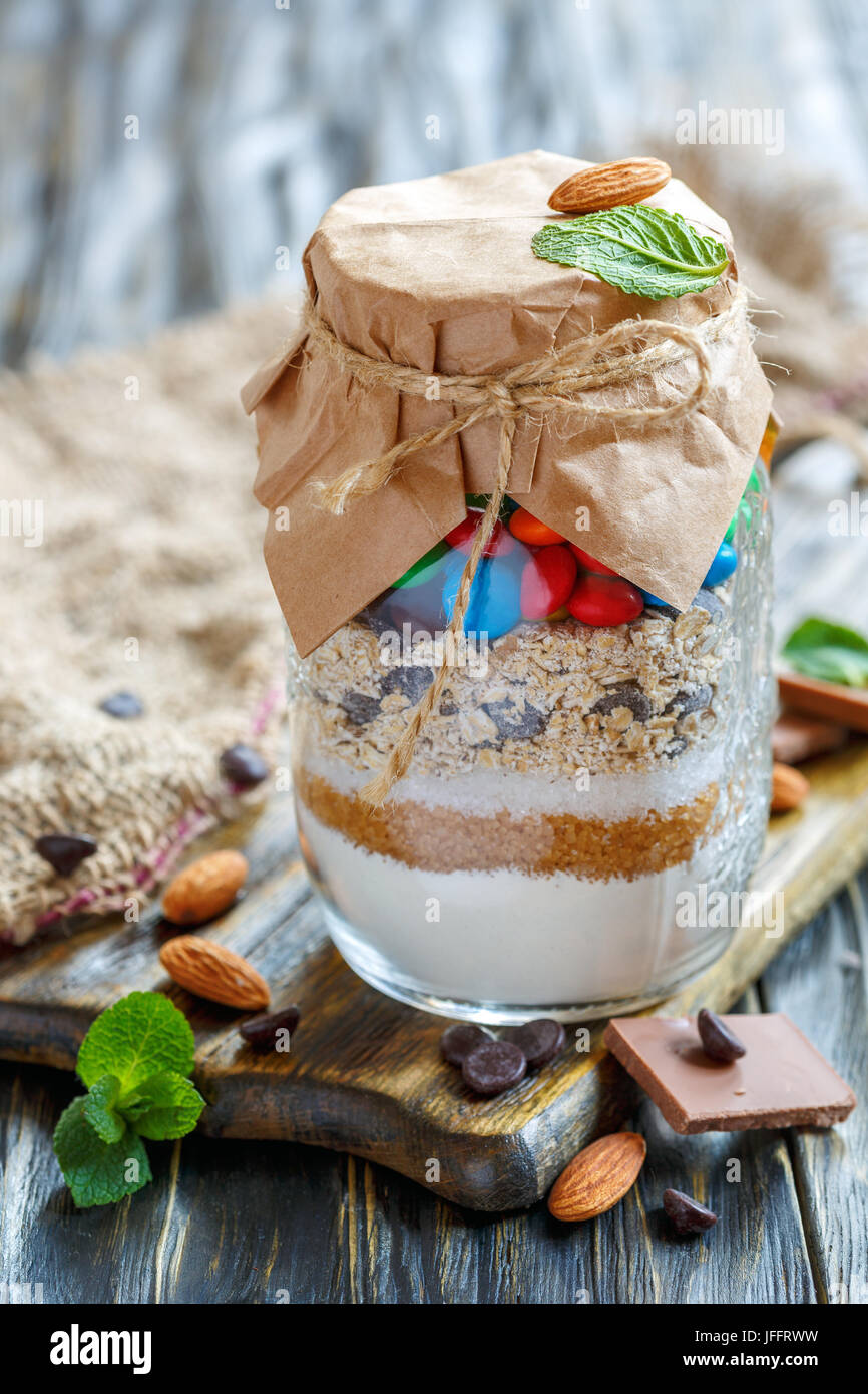 Mixture for the preparation of cookies in a glass jar Stock Photo - Alamy