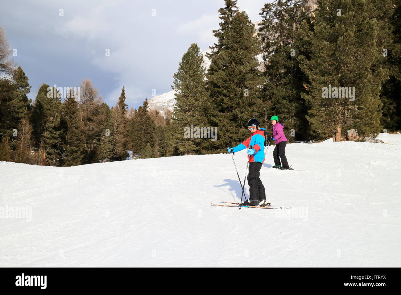 two skiing people Stock Photo - Alamy