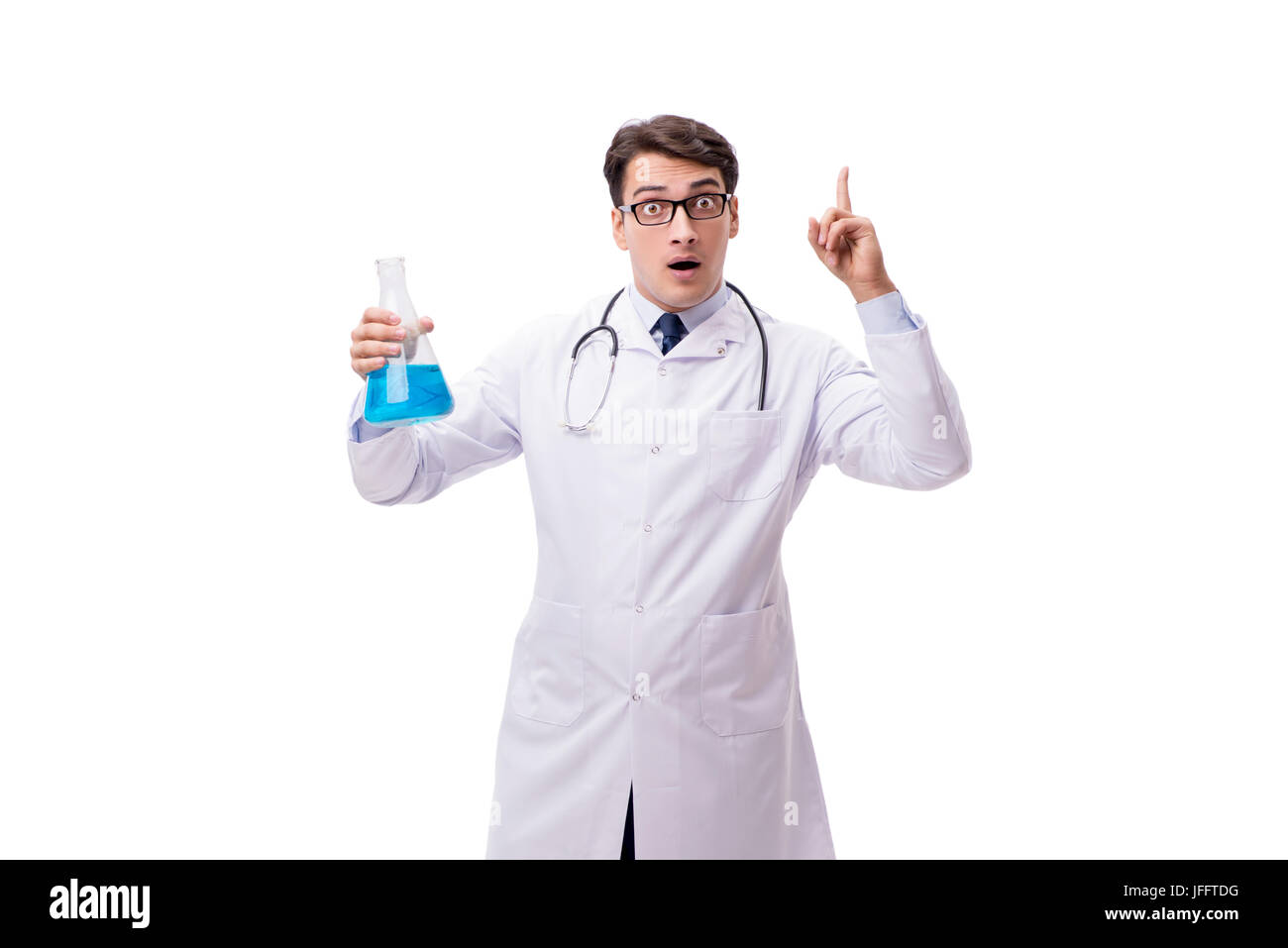 Lab scientist isolated on white background Stock Photo - Alamy