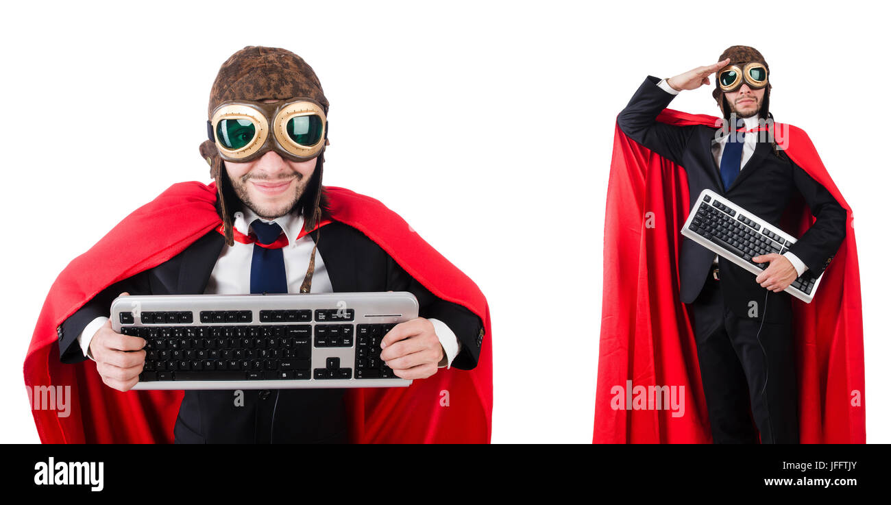 Man wearing red clothing in funny concept Stock Photo - Alamy