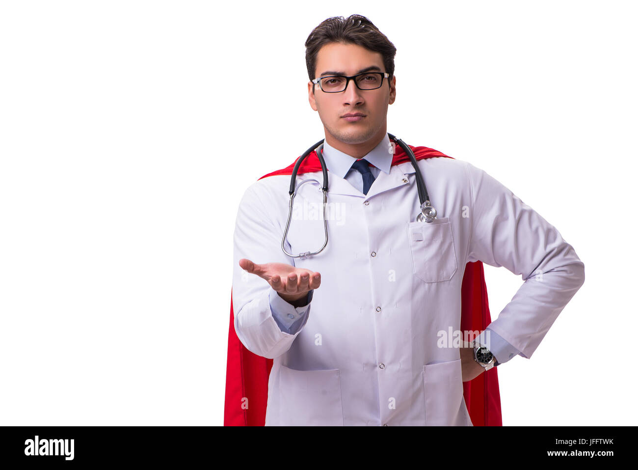 Super hero doctor isolated on white Stock Photo - Alamy