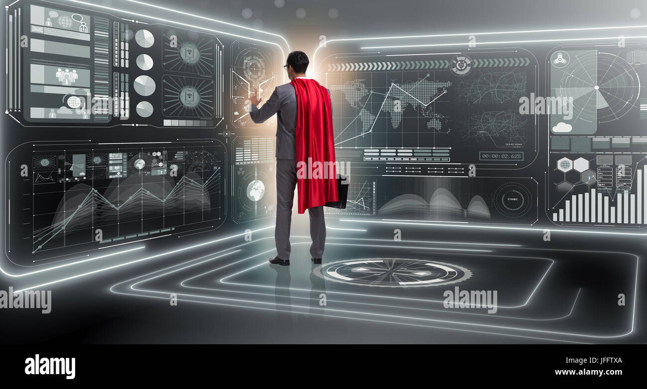 Superhero in data management concept Stock Photo - Alamy