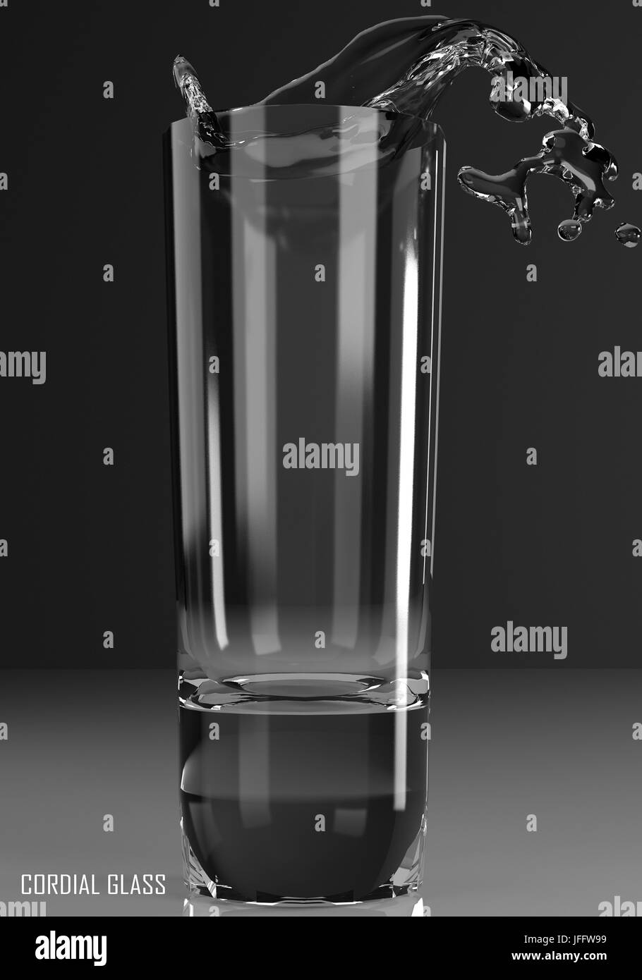 cordial glass 3D illustration on dark background Stock Photo - Alamy